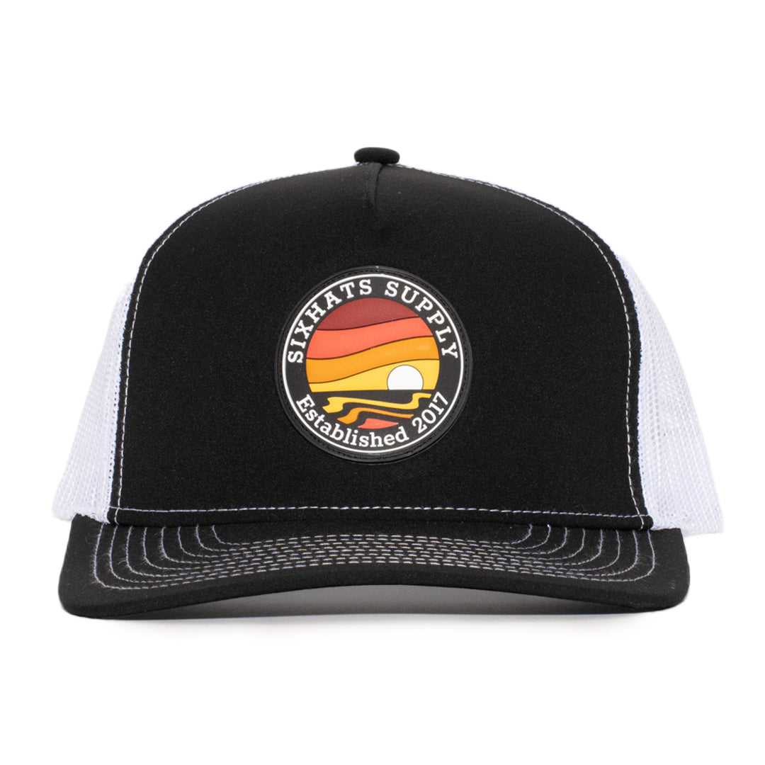 Black & White Mesh Horizon Signature Waterproof Hat – sixhatssupply